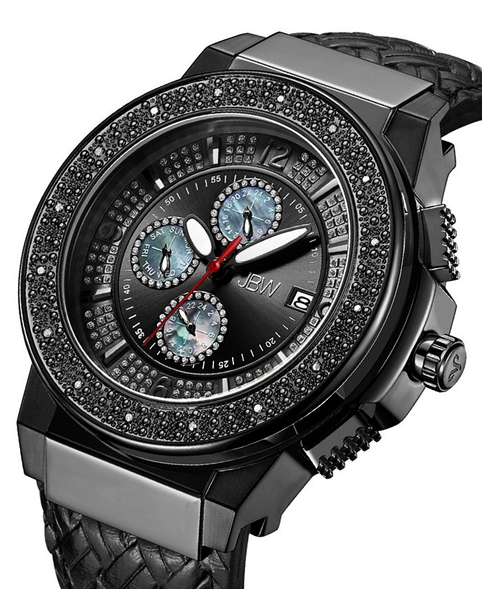 Jbw Men's Saxon Diamond (1/6 ct.t.w.) Black Ion-Plated Stainless Steel ...