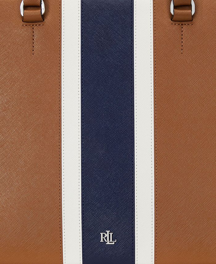 Lauren Ralph Lauren Hanna Large Crosshatch Leather Satchel - Macy's