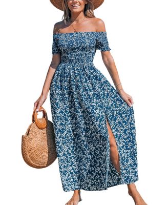 CUPSHE Women's Ditsy Off-Shoulder Maxi Beach Dress - Macy's