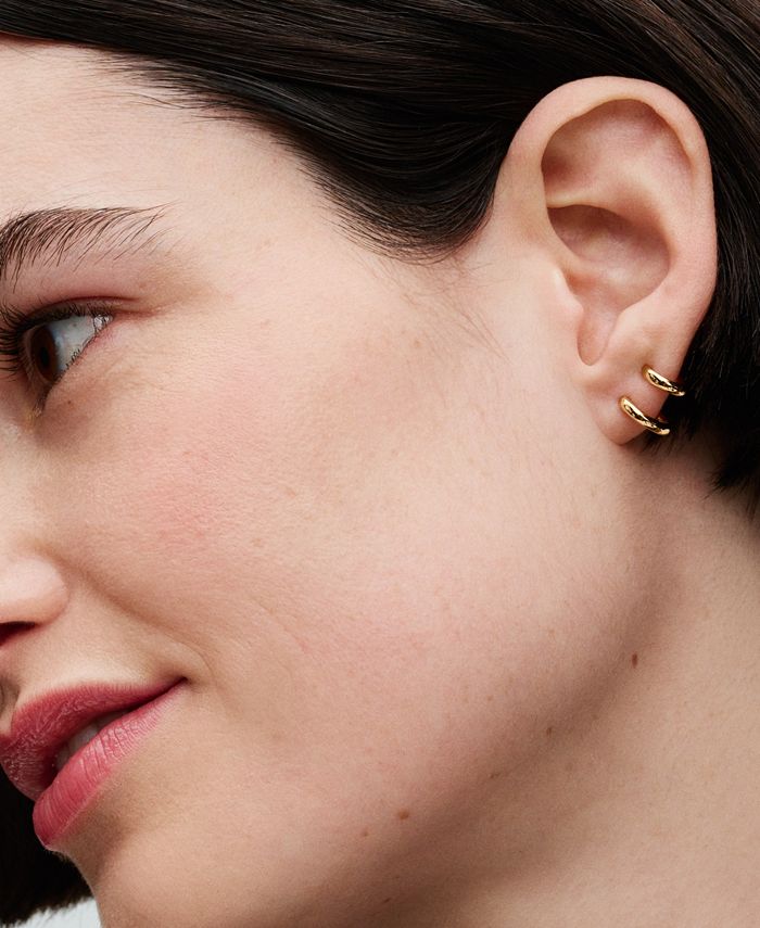 Pandora 14K Gold-Plated Double Huggie Hoop Earrings - Macy's