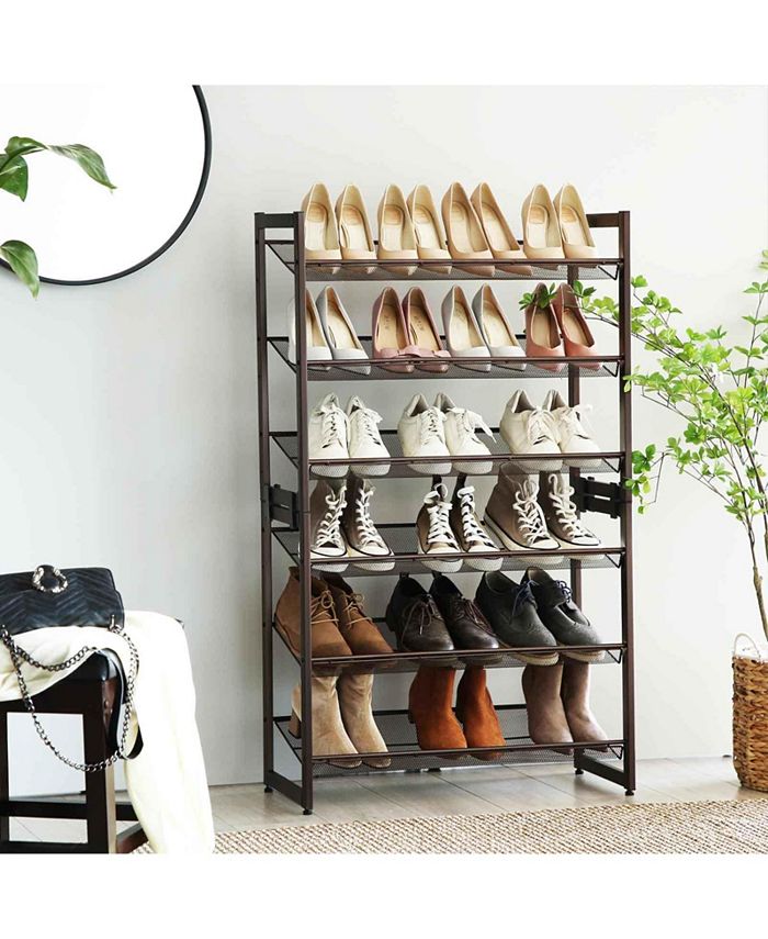 Slickblue 3-tier Stackable Metal Shoe Rack, Flat Slant Adjustable Shoe ...