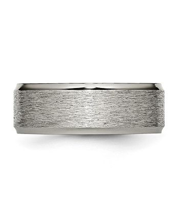 Chisel Titanium Brushed Center Ridged Edge Wedding Band Ring - Macy's