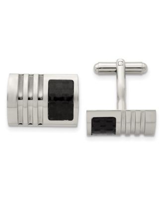 Chisel Stainless Steel Brushed Black Carbon Fiber Inlay Cufflinks - Macy's