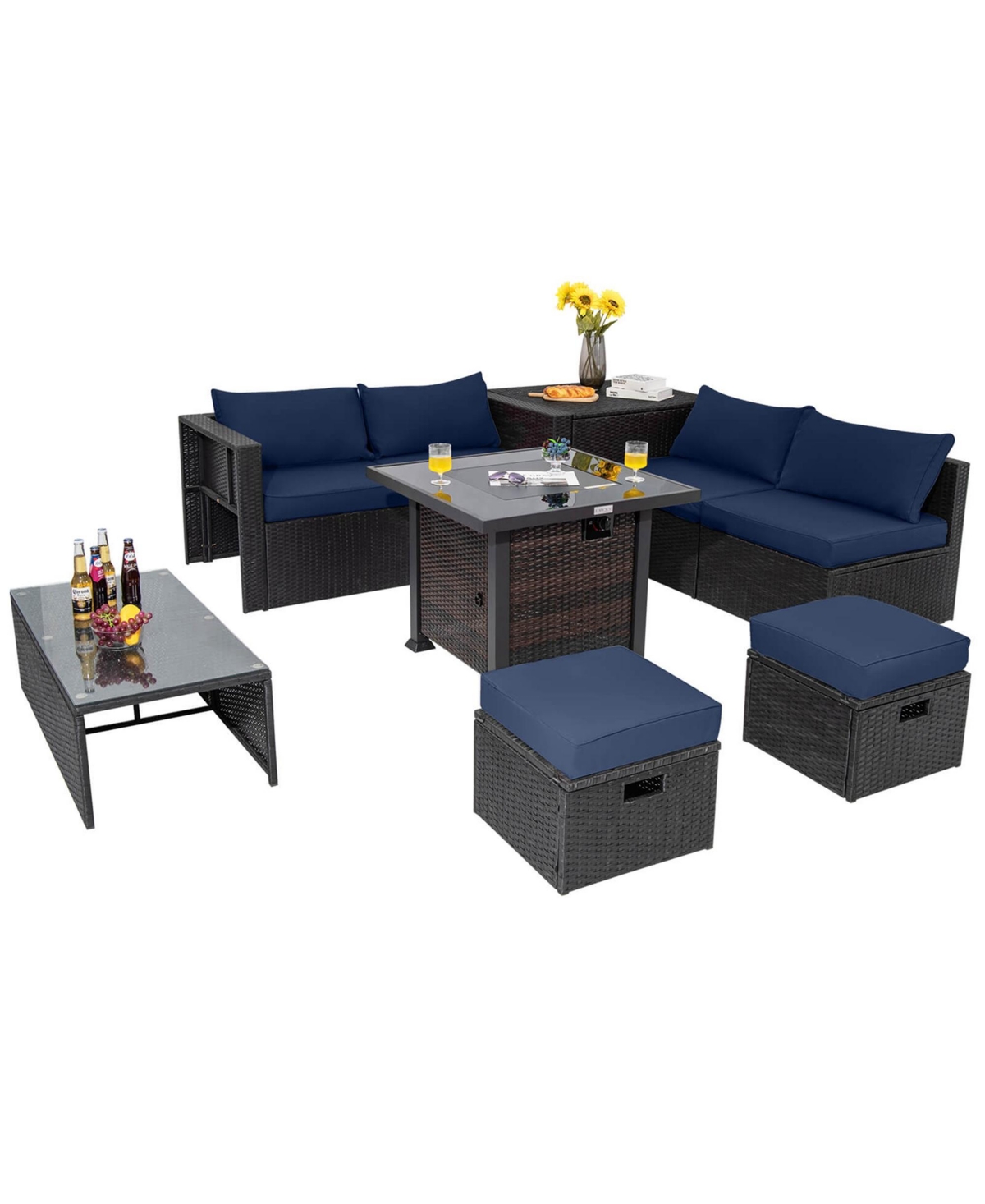 Click here for 9 Pcs Patio Furniture Set with 32" Fire Pit T... prices