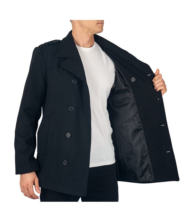 Alpine Swiss Jake Mens Pea Coat Wool Blend Double Breasted Dress Jacket ...