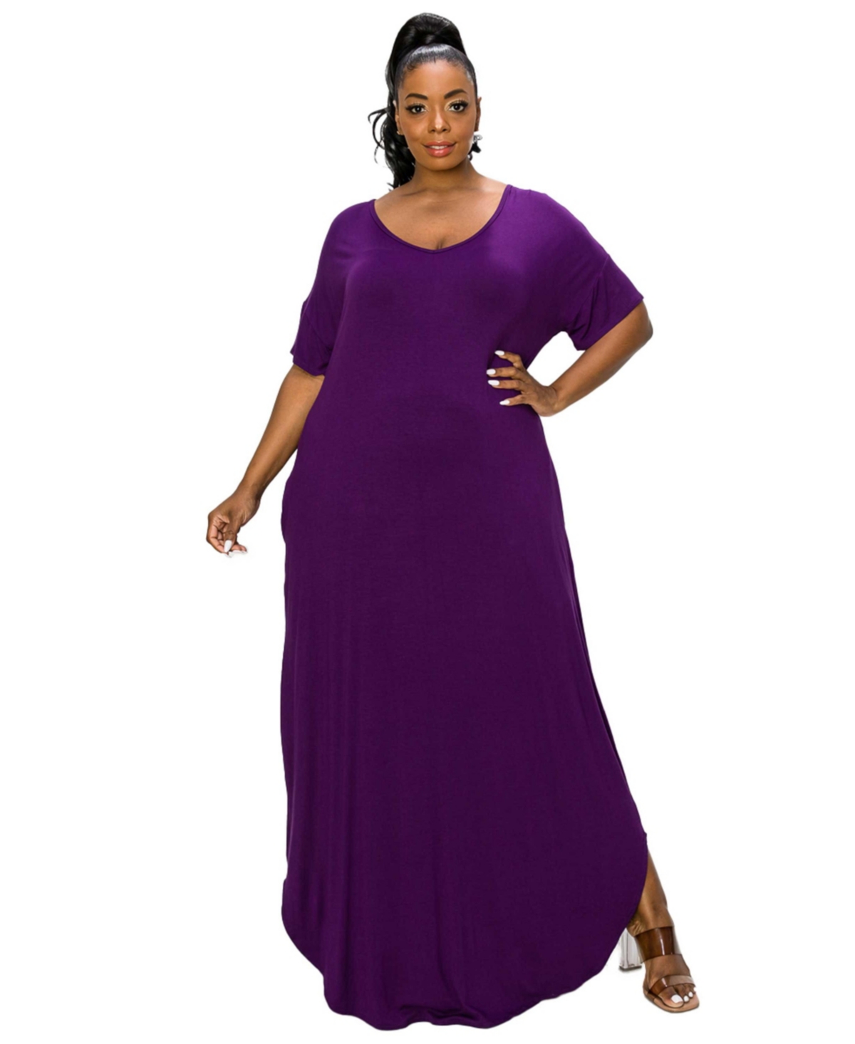 Click here for L I V D Plus Size Scarlett Maxi Pocket Dress - Egg... prices