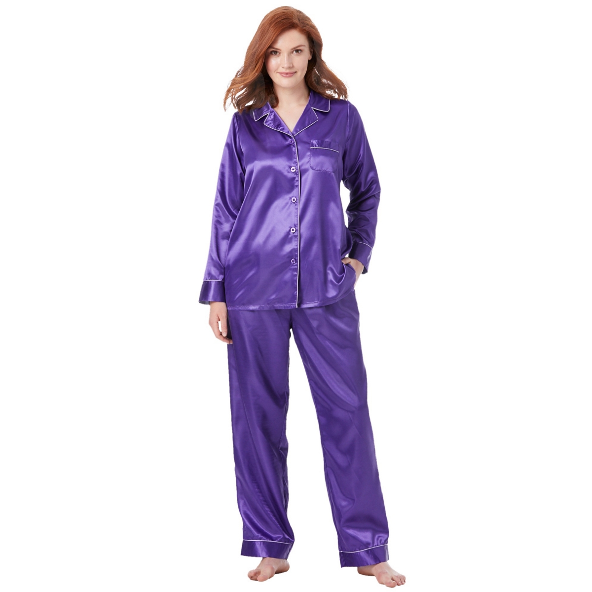Click here for Amoureuse Womens The Luxe Satin Pajama Set - Plum... prices