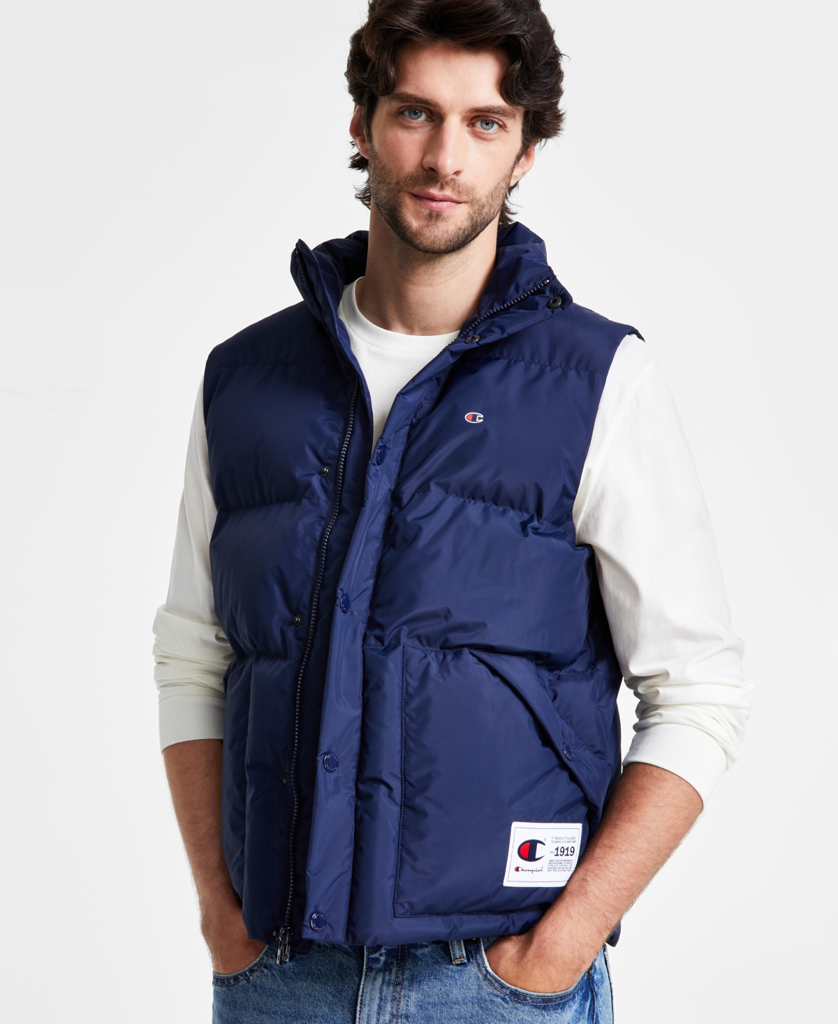 Champion Mens Solid-Color Quilted Puffer Vest - Peacoat Navy