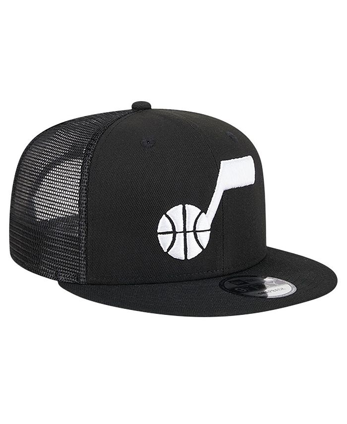 New Era Men's Black Utah Jazz Evergreen 9FIFTY Trucker Snapback Hat ...