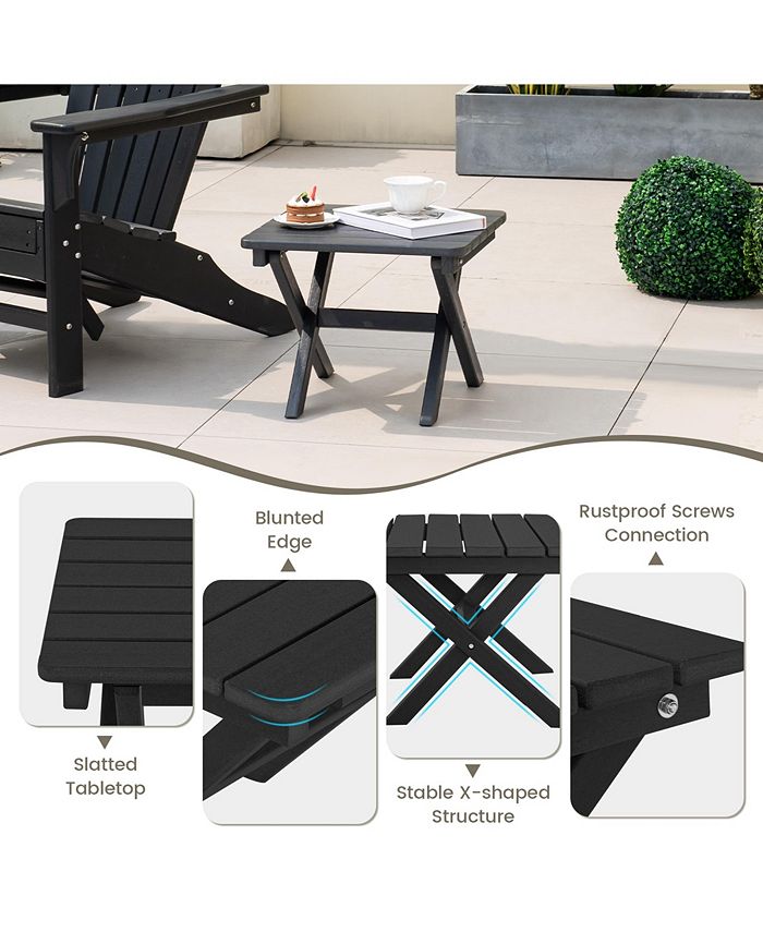 Costway Outdoor Folding Side Table Weather-Resistant HDPE Adirondack ...