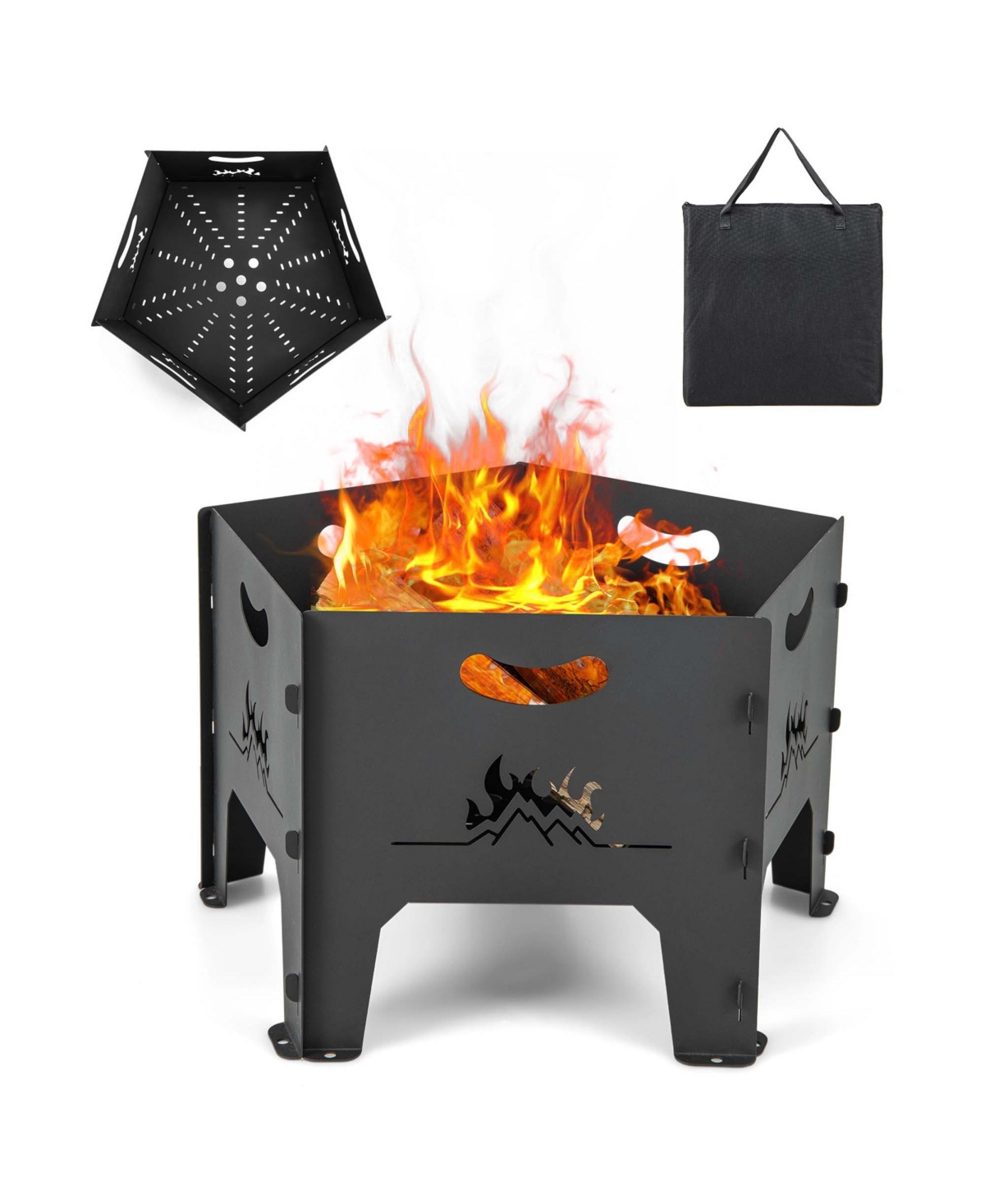 Click here for Costway Fire Pit for Outside 19 Inches Collapsible... prices