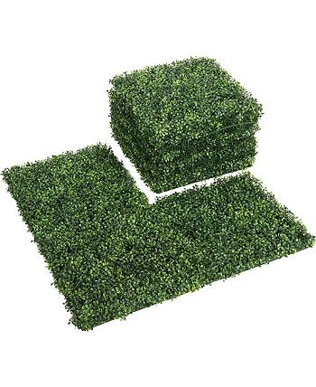 Costway 12 PCS 20''x20'' Artificial Boxwood Plant Wall Panel Hedge ...