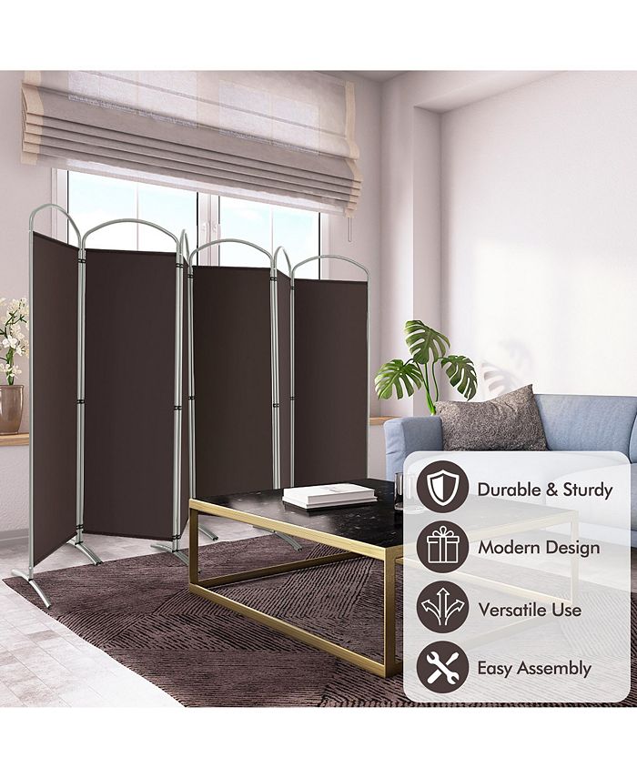 Costway 6 Panels Folding Privacy Screen 6 Ft Tall Fabric Privacy Screen ...