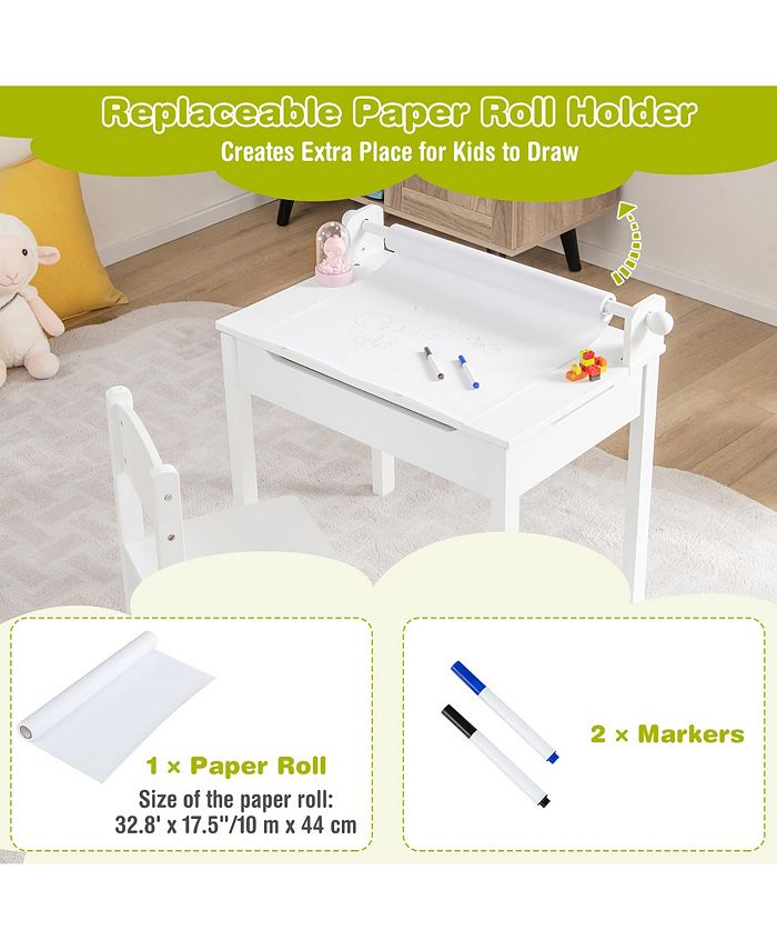 Costway Toddler Craft Table & Chair Set Kids Art Crafts Table with ...