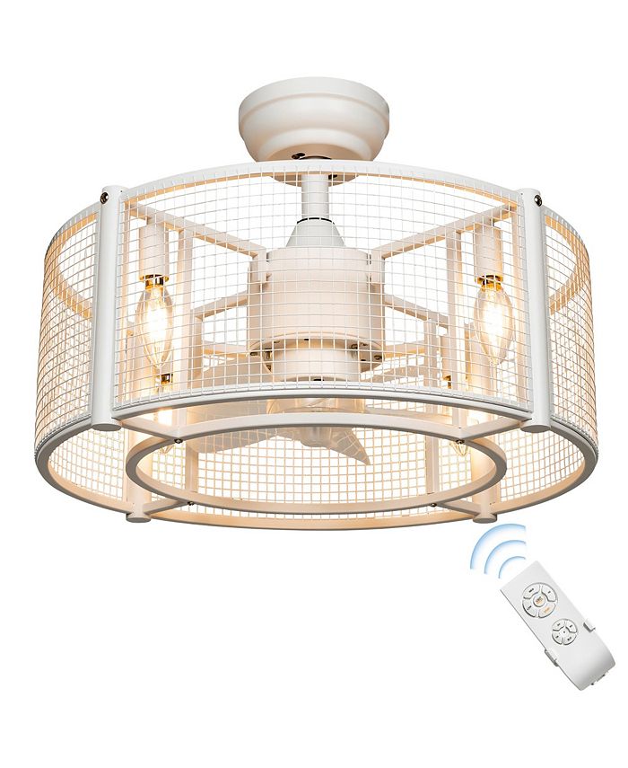 Costway 20'' Caged Bladeless Ceiling Fan with Light Reversible Motor ...