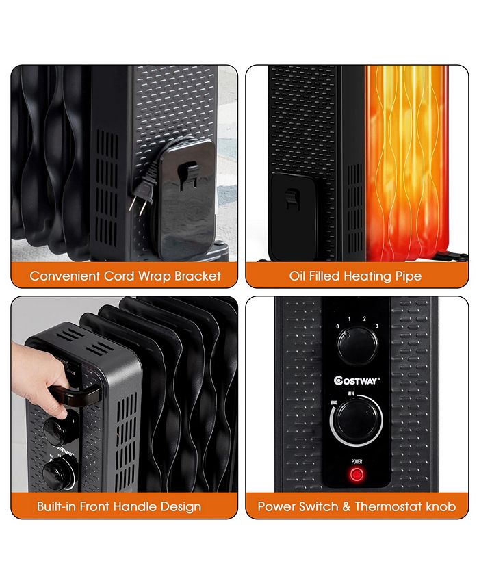 Costway 1500W Oil-Filled Heater Portable Radiator Space Heater - Macy's