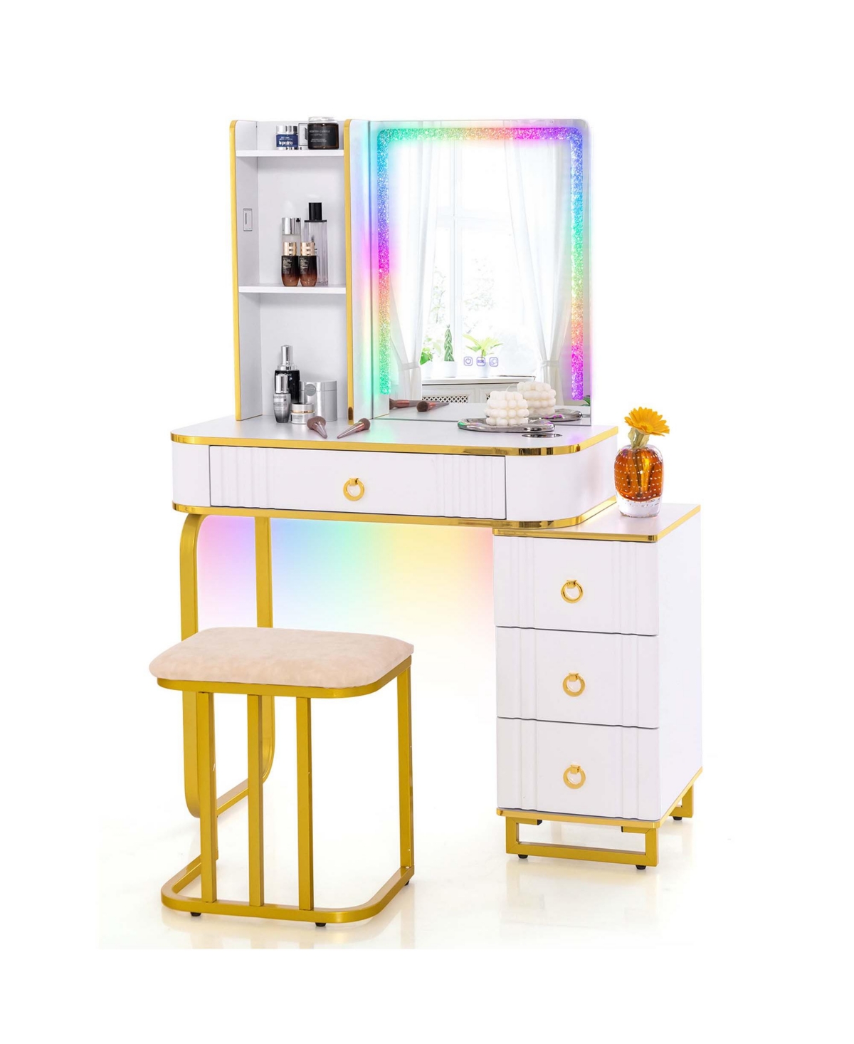 Click here for Vanity Table Set with Rgb Led Lights Crystal Crush... prices