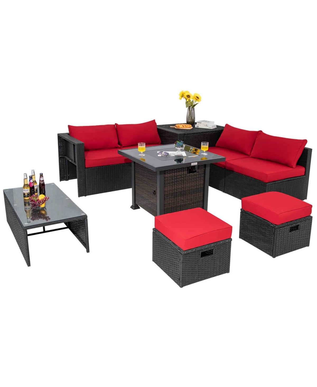 Click here for 9 Pcs Patio Furniture Set with 32" Fire Pit T... prices