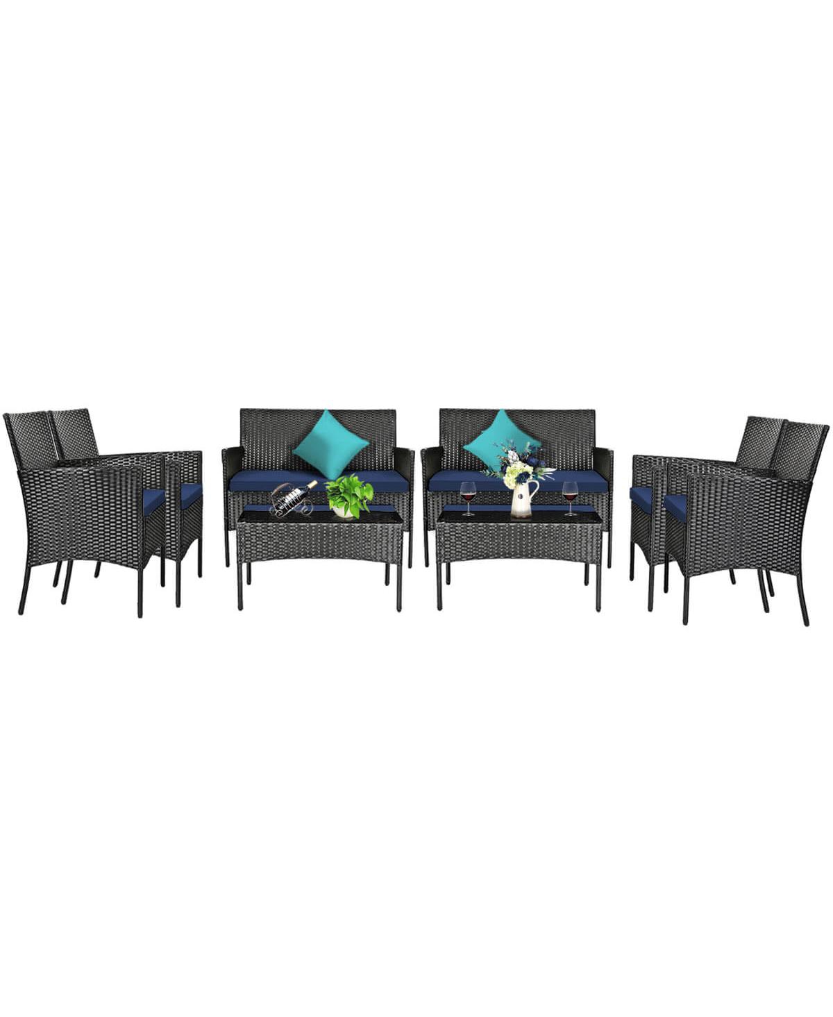 Click here for 8PCS Patio Rattan Furniture Set Cushioned Sofa Cof... prices