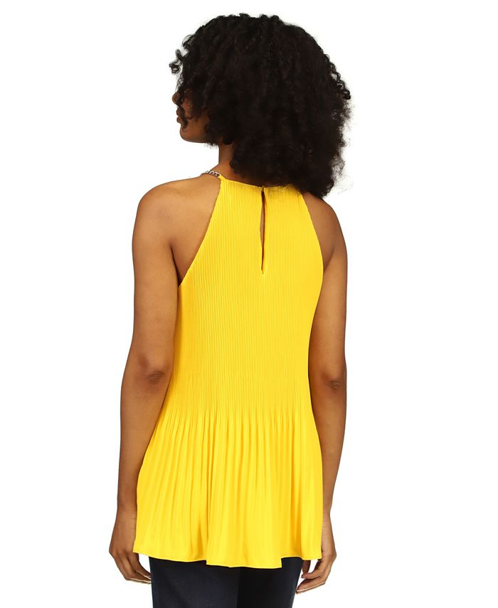 Michael Kors Women's Chain-Strap Halter-Neck Pleated Top - Macy's