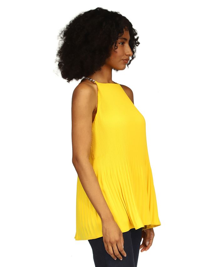 Michael Kors Women's Chain-Strap Halter-Neck Pleated Top - Macy's