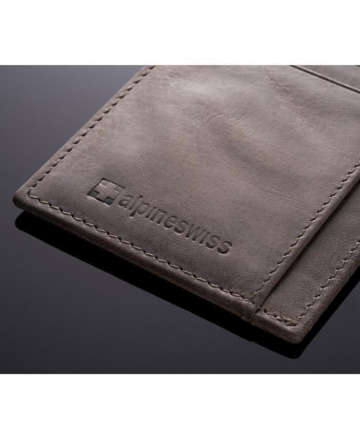 Alpine Swiss RFID Safe Front Pocket Wallet Leather Thin Minimalist ID ...