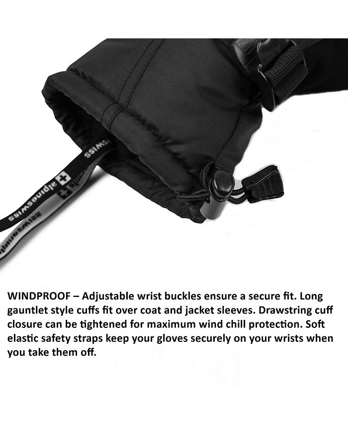 Alpine Swiss Men's Waterproof Ski Mittens 3M Thinsulate Winter Snow ...