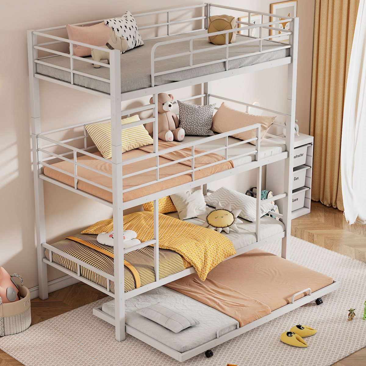 Click here for Streamdale Metal Twin Size Triple Bunk Bed With Tr... prices