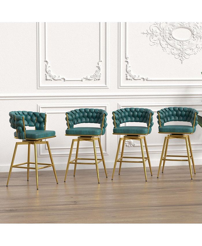 Simplie Fun Blue Suede Bar Stool Set, 4 Count - Macy's