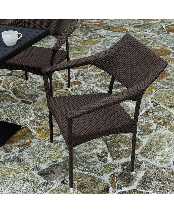 MERRICK LANE Cheri Fade And Weather Resistant Modern Pe Rattan Patio ...