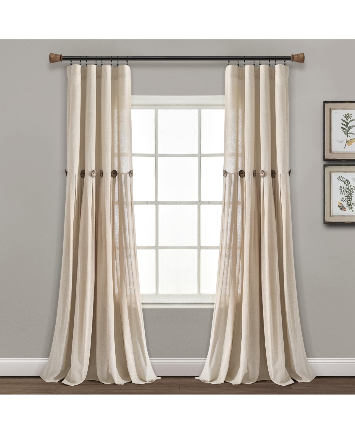 Click here for Lush Decor Linen Button Window Curtain Panels - Da... prices