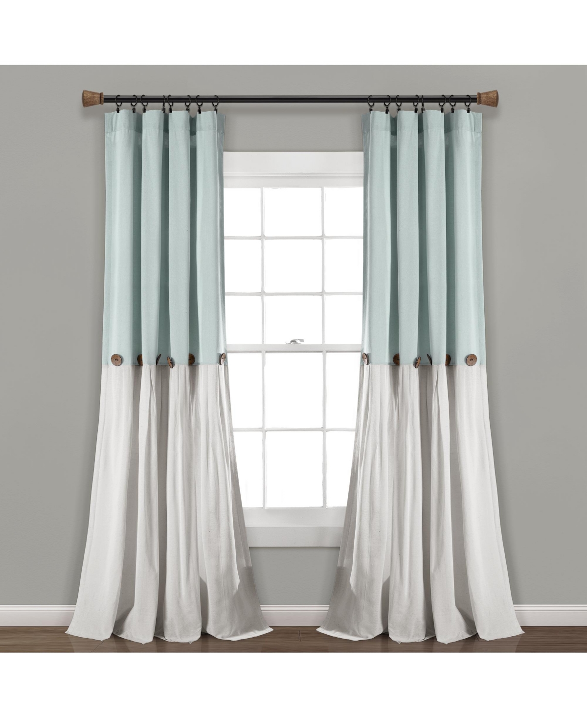 Click here for Lush Decor Linen Button Window Curtain Panels - Bl... prices