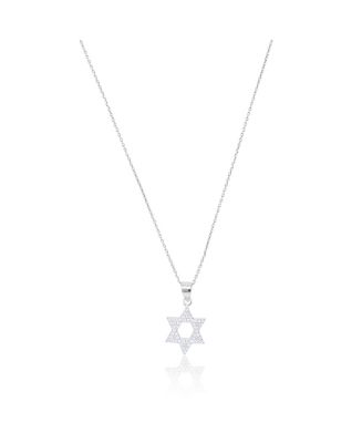 Etoielle White Gold Tone CZ Star of David Necklace - Macy's