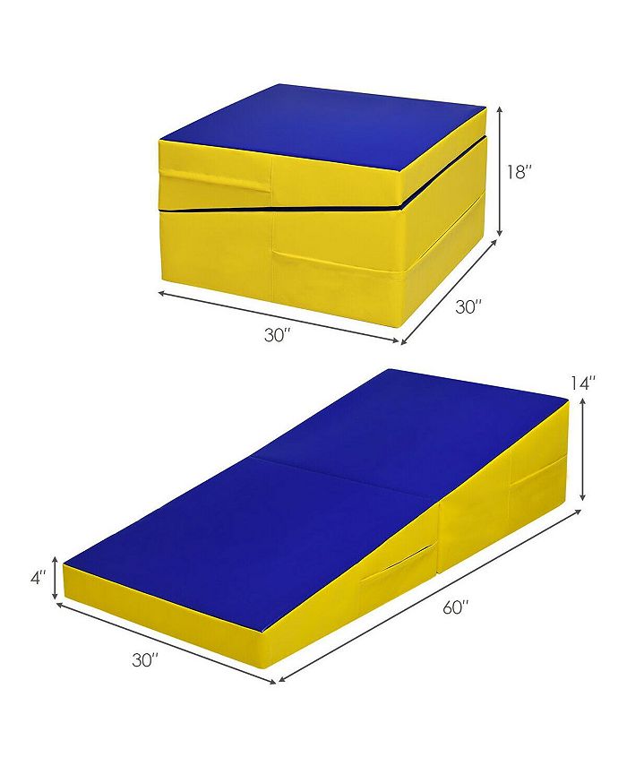 Slickblue Incline Gymnastic Pad Folding Wedge Ramp Gym Fitness Exercise ...