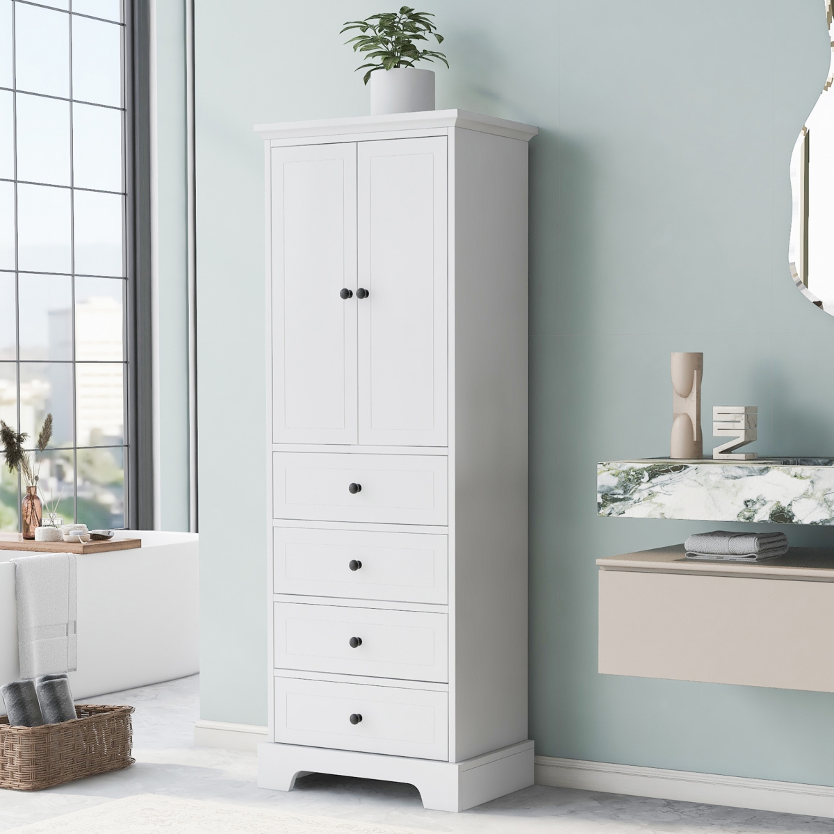 Click here for Streamdale Storage Cabinet with 2 Doors  4 Drawers... prices