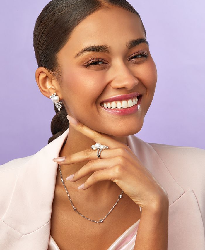 Arabella Sterling Silver Necklace, White Round-Cut Cubic Zirconia 7 ...