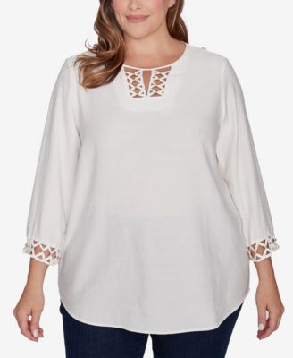 Ruby Rd. Plus Size Macrame Voile Woven Tunic Top - Macy's
