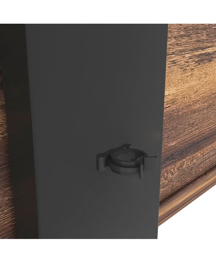 Simplie Fun Rustic Brown TV Console With Push-To-Open Storage Cabinet ...