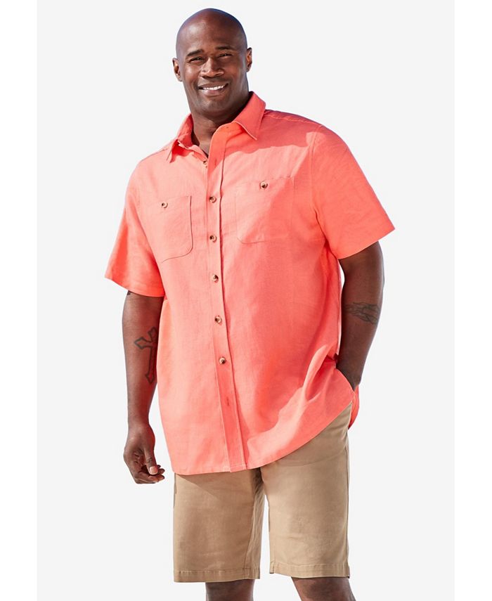 KingSize Big & Tall Short-Sleeve Linen Shirt - Macy's