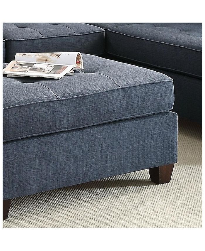 Simplie Fun Cocktail Ottoman Dorris Fabric Dark Blue Color W Tufted ...