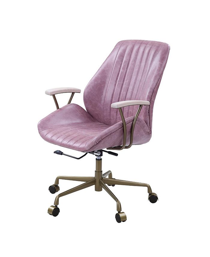 Simplie Fun Hamilton Office Chair In Pink Top Grain Leather Of - Macy's