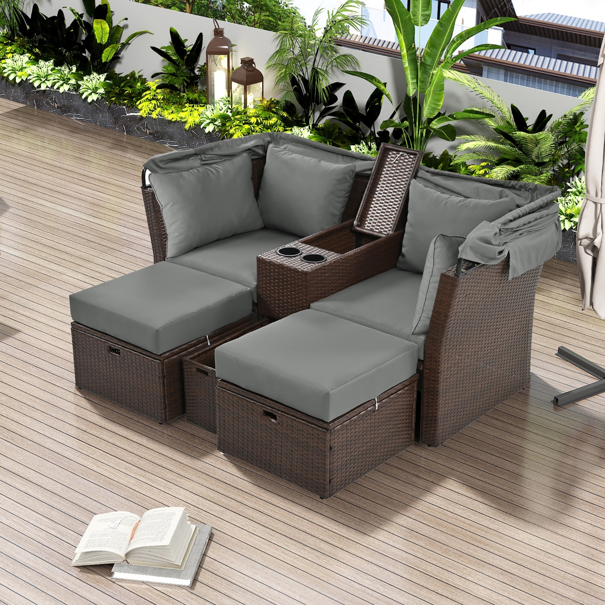 Click here for Streamdale Grey Outdoor Patio Sofa Set with Foldab... prices