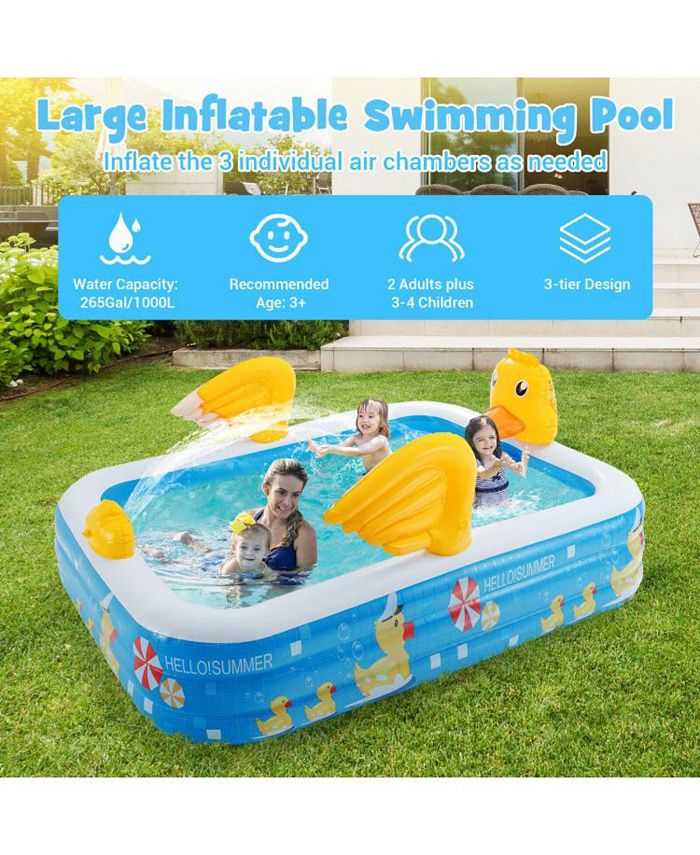 Slickblue Inflatable Swimming Pool Duck Themed Kiddie Pool with ...