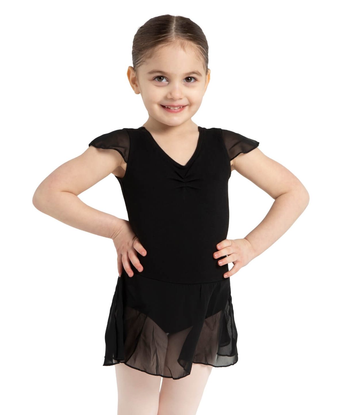 Click here for Capezio Girls Flutter Sleeve Dress - Black prices