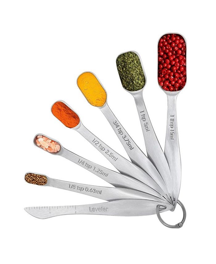 Zulay Kitchen Measuring Spoons Rectangular with Leveler - Set of 6 - Macy's