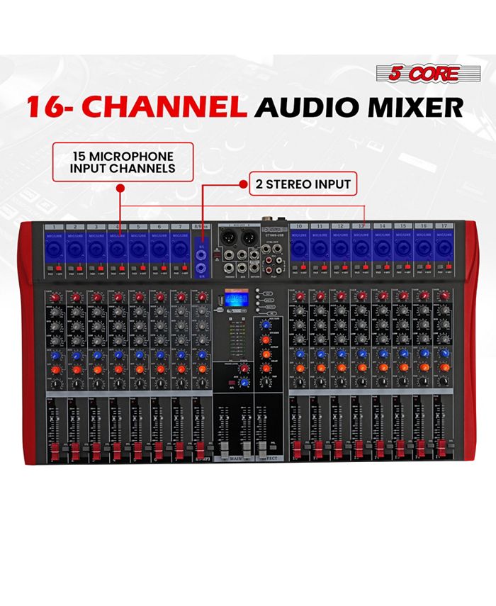 5 Core Audio Mixer 16 Channel DJ Controller Professional Sound Board ...
