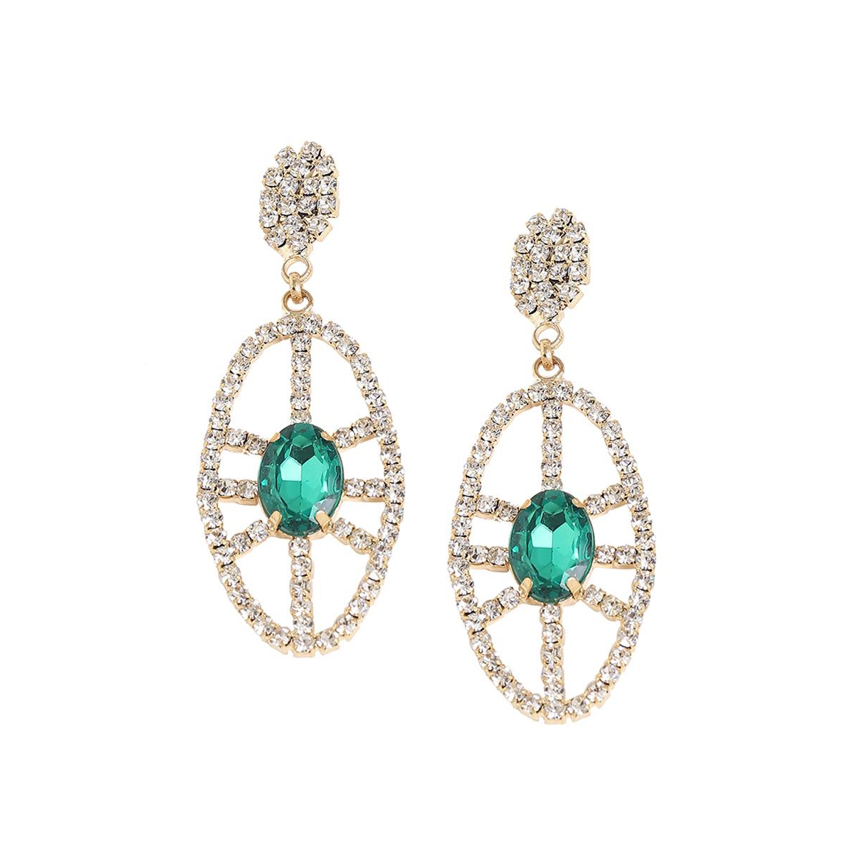 Click here for Sohi Womens Bling Drop Earrings - Green prices