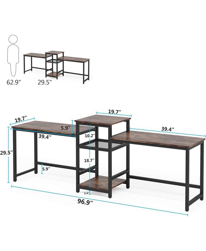 Tribesigns 96.9" Double Computer Desk with Printer Shelf, Extra Long ...