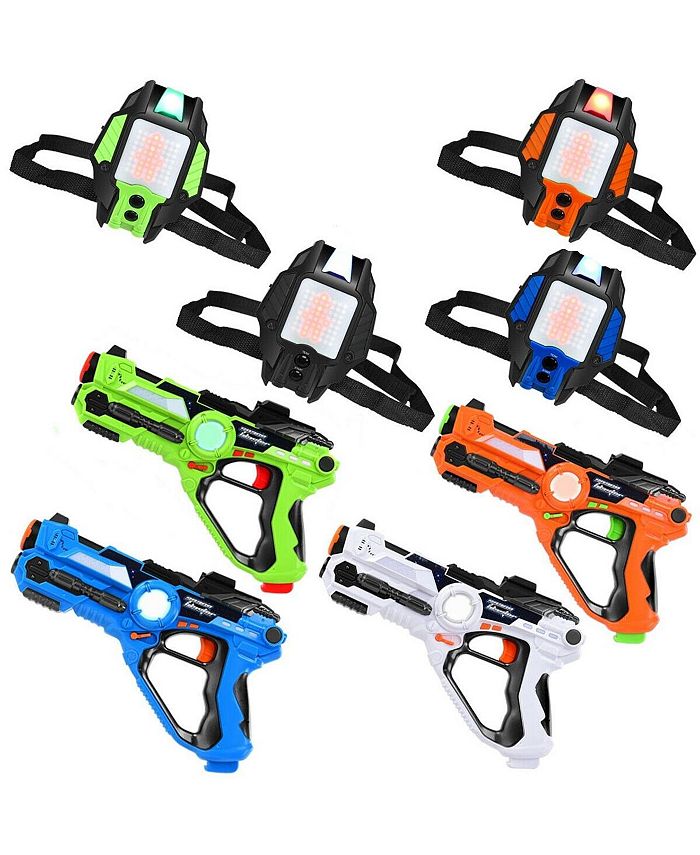 Slickblue 4 pcs Set Laser Tag Guns with Vests LED Target Armor-Guns ...