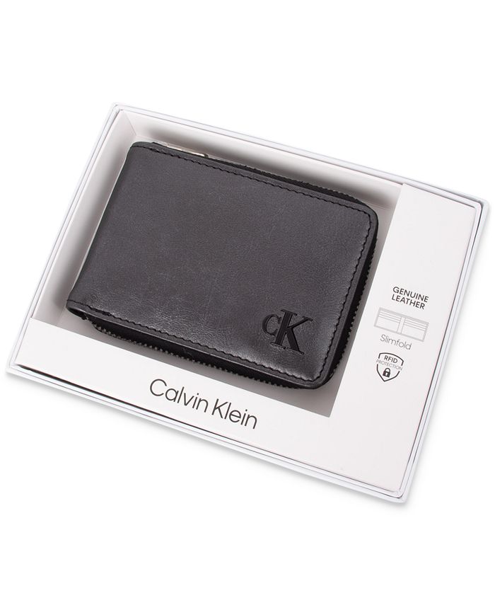 Calvin Klein Men's Cracked Leather Logo Wallet - Macy's